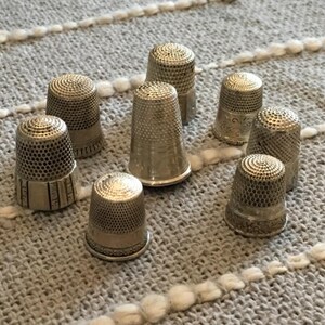 Lot of 8 Antique Victorian American (?) Sterling Silver Thimbles (1 Pat ...