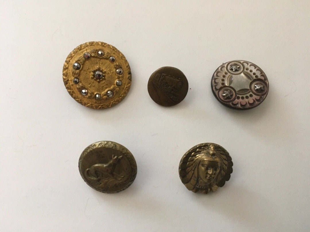 Fabulous Lot of 5 Unusual & Rare French? Antique Buttons in Great ...