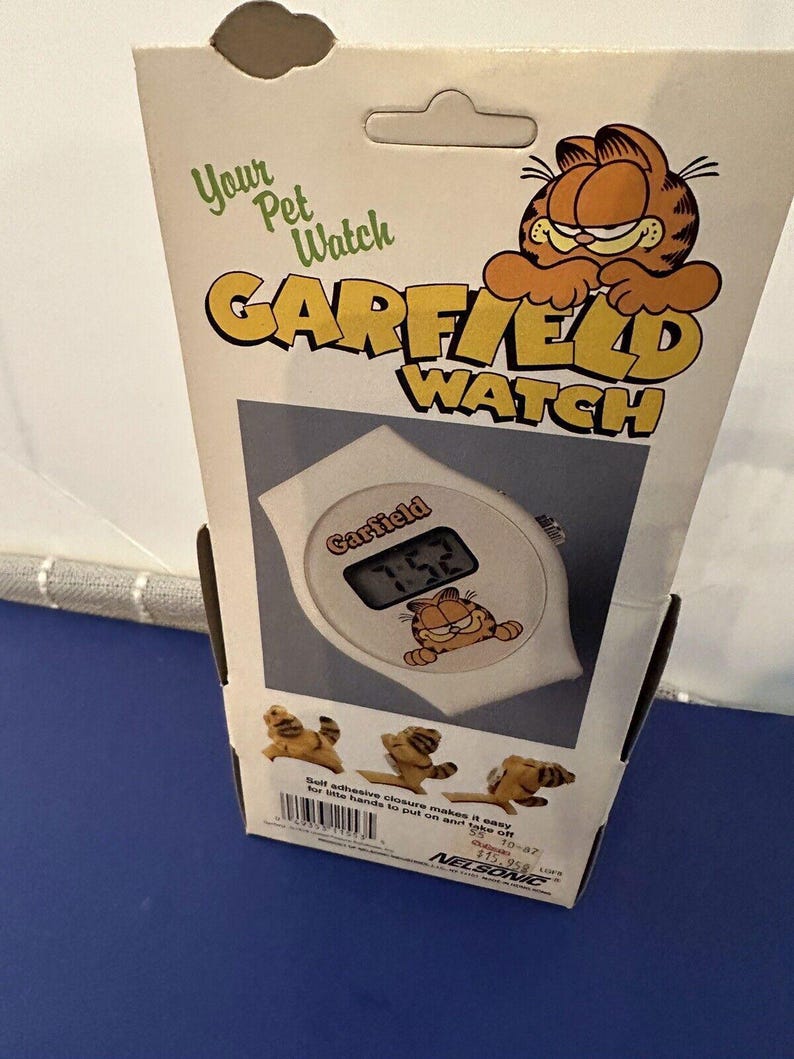 Vtg 1978/1981 Garfield Cat Watch Nelsonic Your Pet Watch Boxnew Battery ...