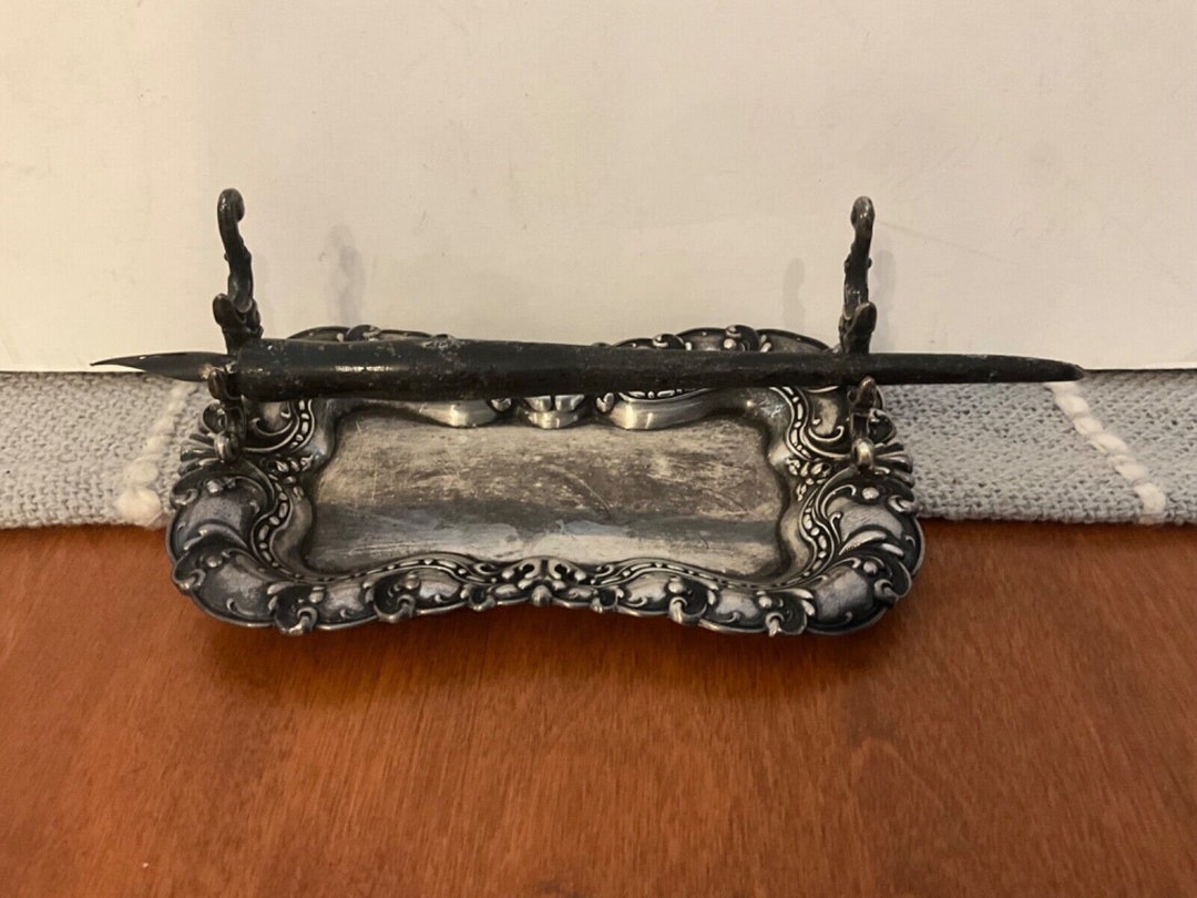 Antique Sterling Silver Ink Pen Stand Holds 2 Pens. W With A - Etsy