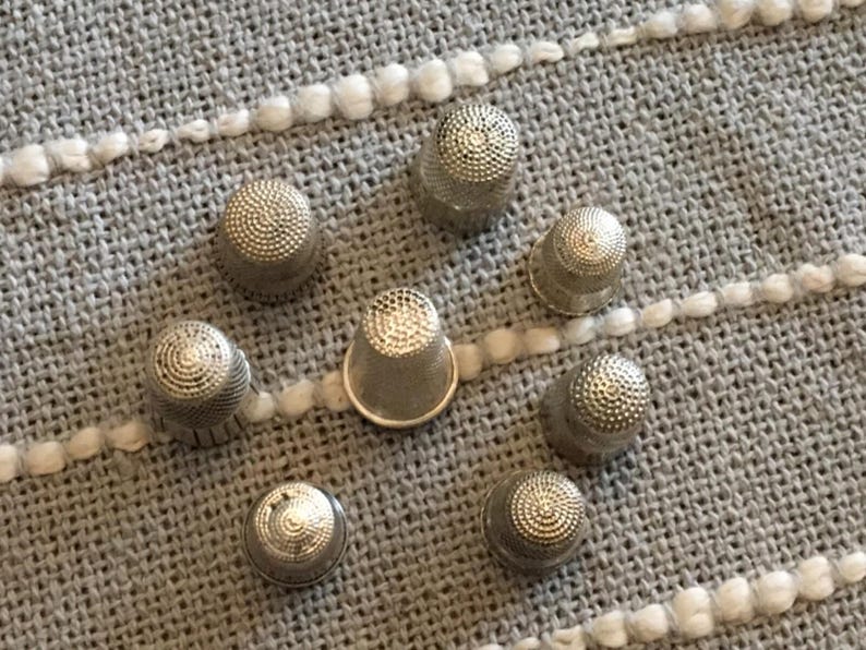 Lot of 8 Antique Victorian American (?) Sterling Silver Thimbles (1 Pat ...