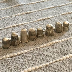 Lot of 8 Antique Victorian American (?) Sterling Silver Thimbles (1 Pat ...