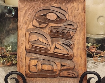 RARE Vintage Ray Wesley Tsimshian Hand Carved Cedar Sea MONSTER Wall ...