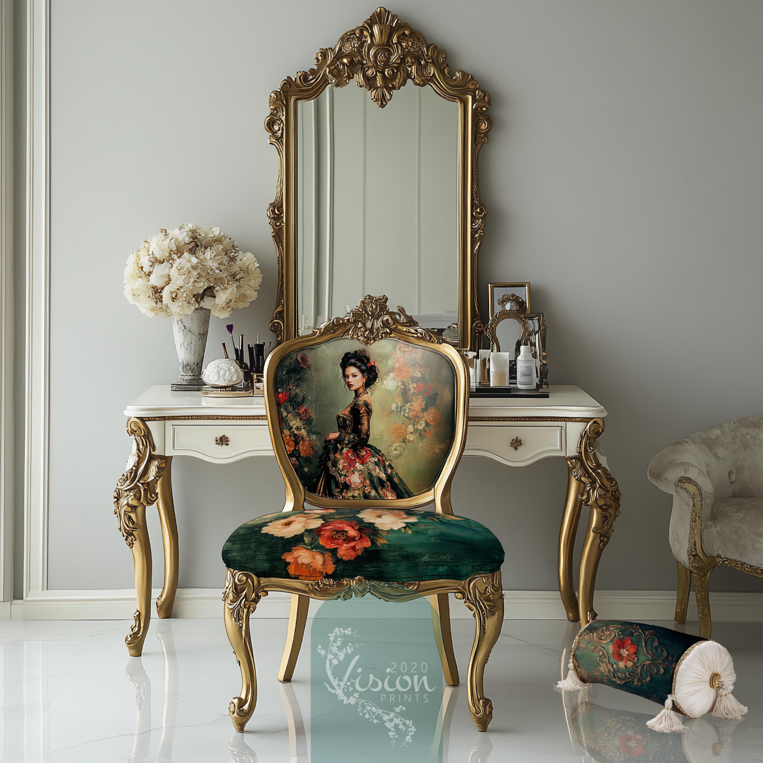Baroque Rococo Portrait Art Prints: Floral Damask Wall Decor (digital ...