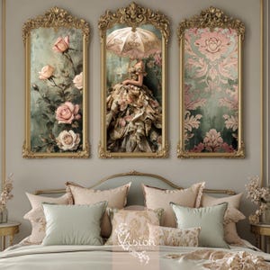 Rococo Rose Portrait Art Prints: Baroque Floral Damask (digital ...