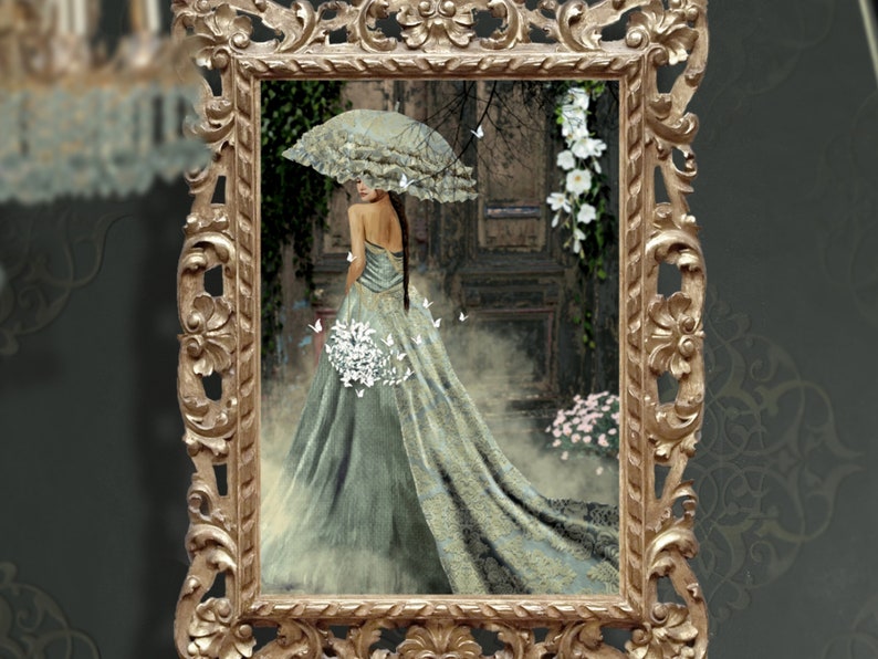Elegant Lady Printable Portrait Art Floral & Butterflies - Etsy