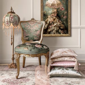 Rococo Rose Portrait Art Prints: Baroque Floral Damask (digital ...