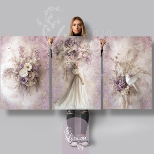 Lilac Blooms Portrait: White Dove, Rustic Floral Art (digital Download ...