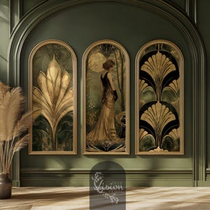 Art Deco Flapper & Poodle Portrait: Golden Gatsby Gallery Wall Art ...