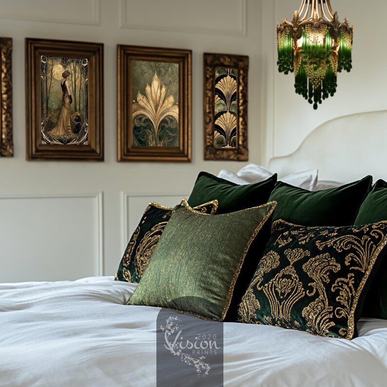Art Deco Flapper & Poodle Portrait: Golden Gatsby Gallery Wall Art ...