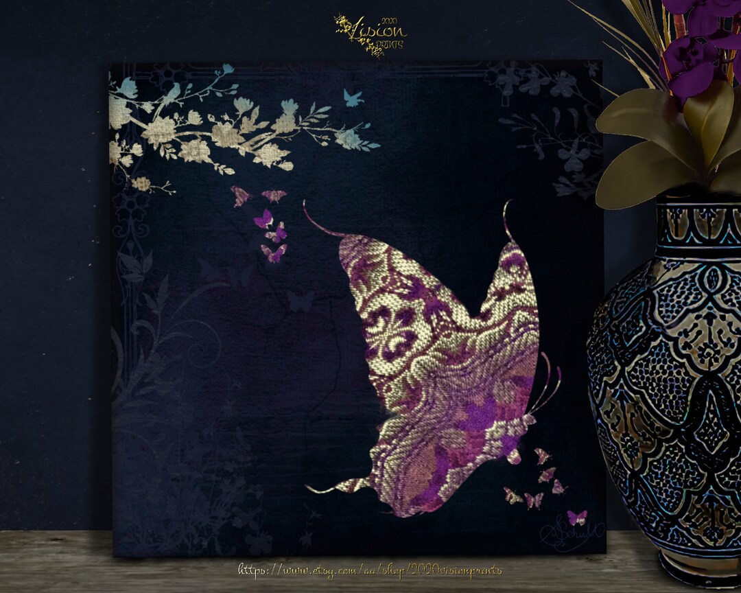 Printable East Indian Butterfly Wall Art Gift Set DIY Square Wall Art ...
