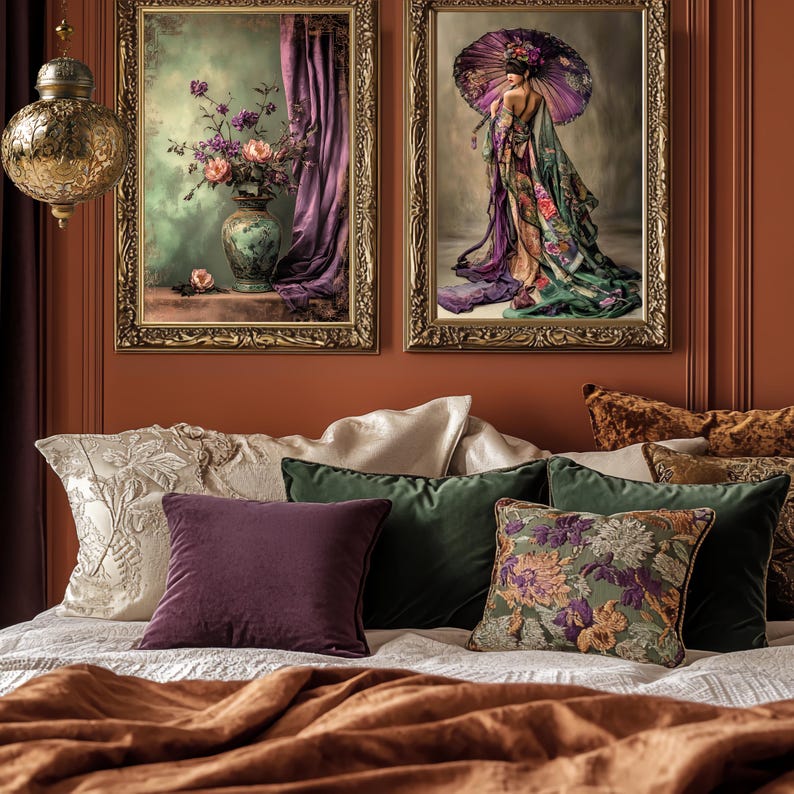 Geisha & Bird Chinoiserie Art Prints: Oriental Decoupage (digital ...