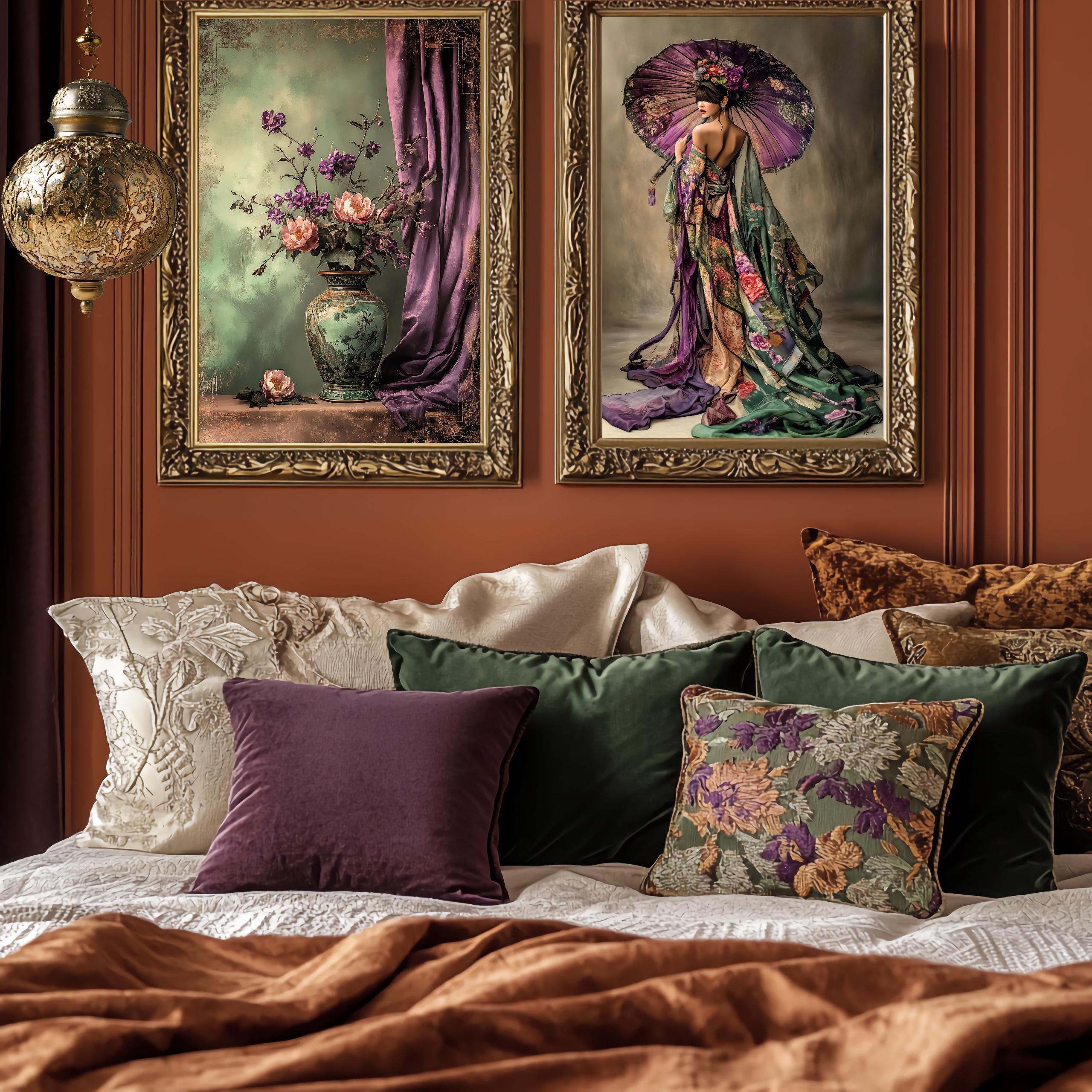 Geisha & Bird Chinoiserie Art Prints: Oriental Decoupage (digital ...