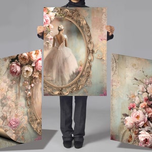 Shabby Chic Triptych, Vintage Ballerina, Floral & Ornate Patchwork ...