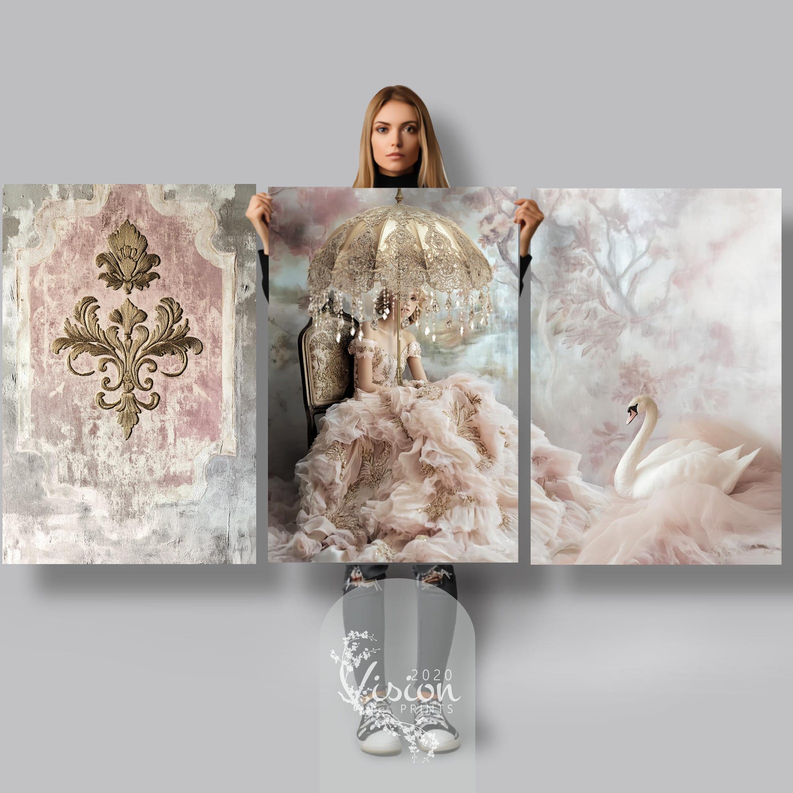 Swan Portrait Printable Wall Art Set: Ethereal Fantasy Diptych (digital ...