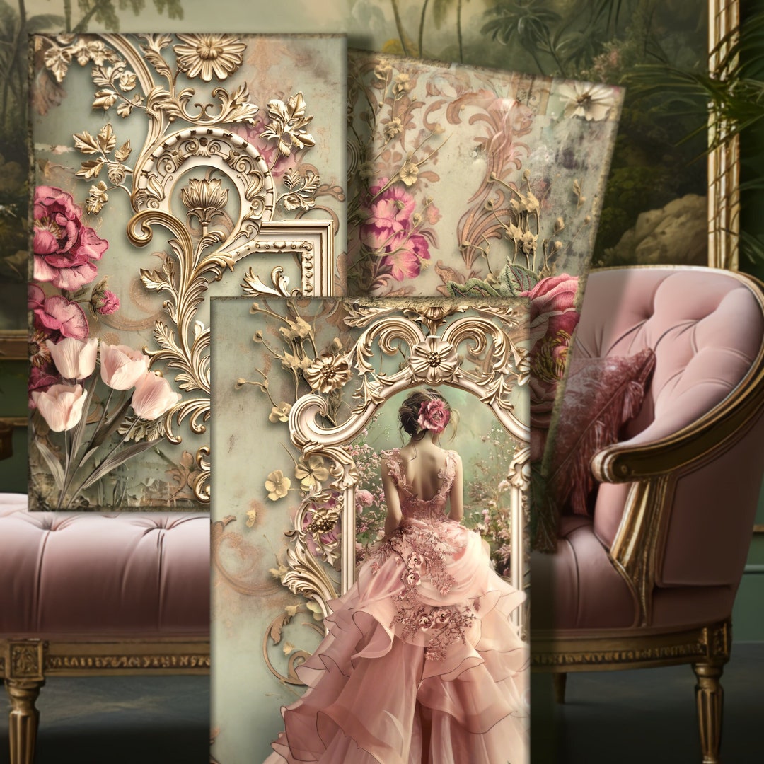 Shabby Chic Portrait Art Triptych: Vintage Floral Printable (digital ...