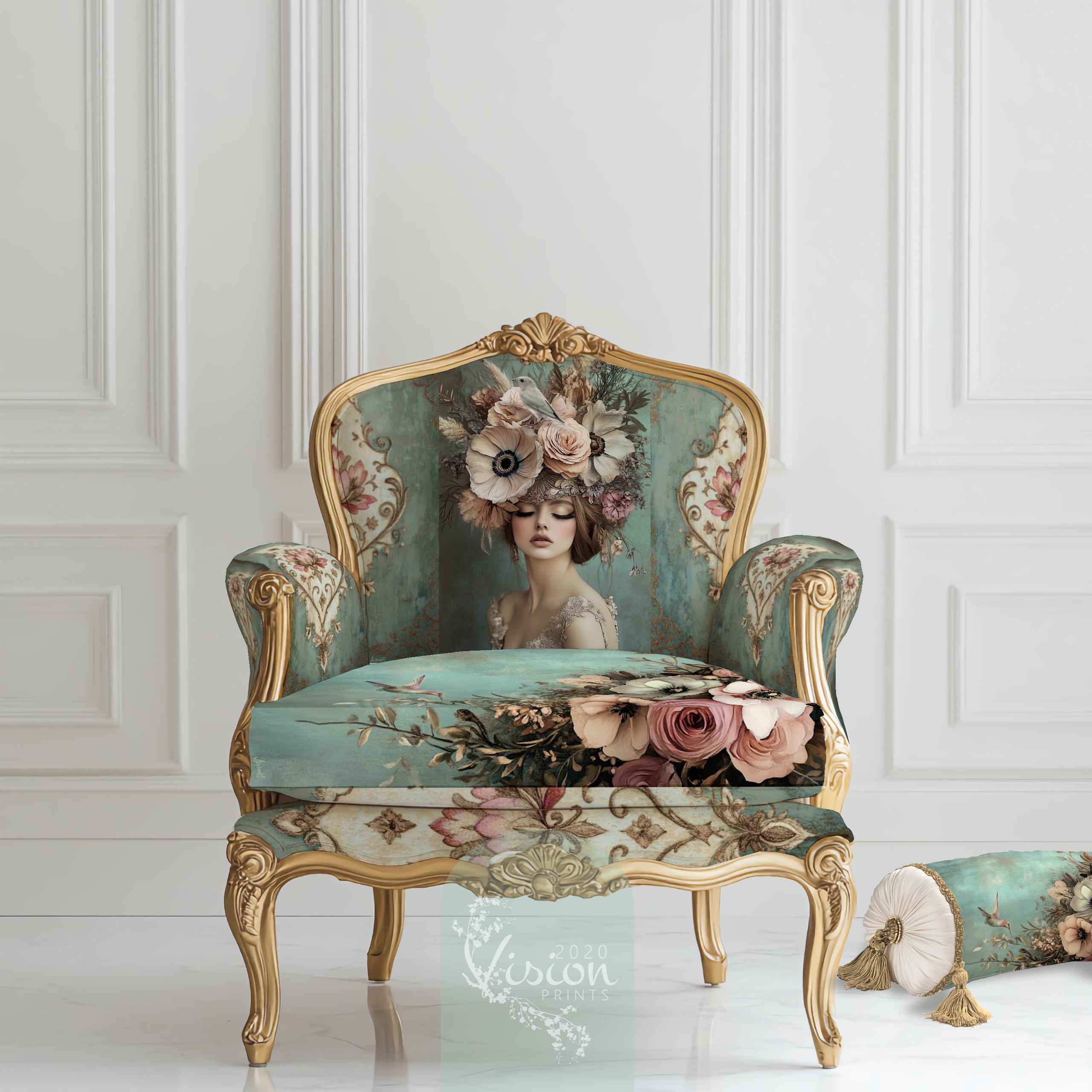 Flapper Portrait Art Print Set: Vintage Floral Demask Gallery Wall ...