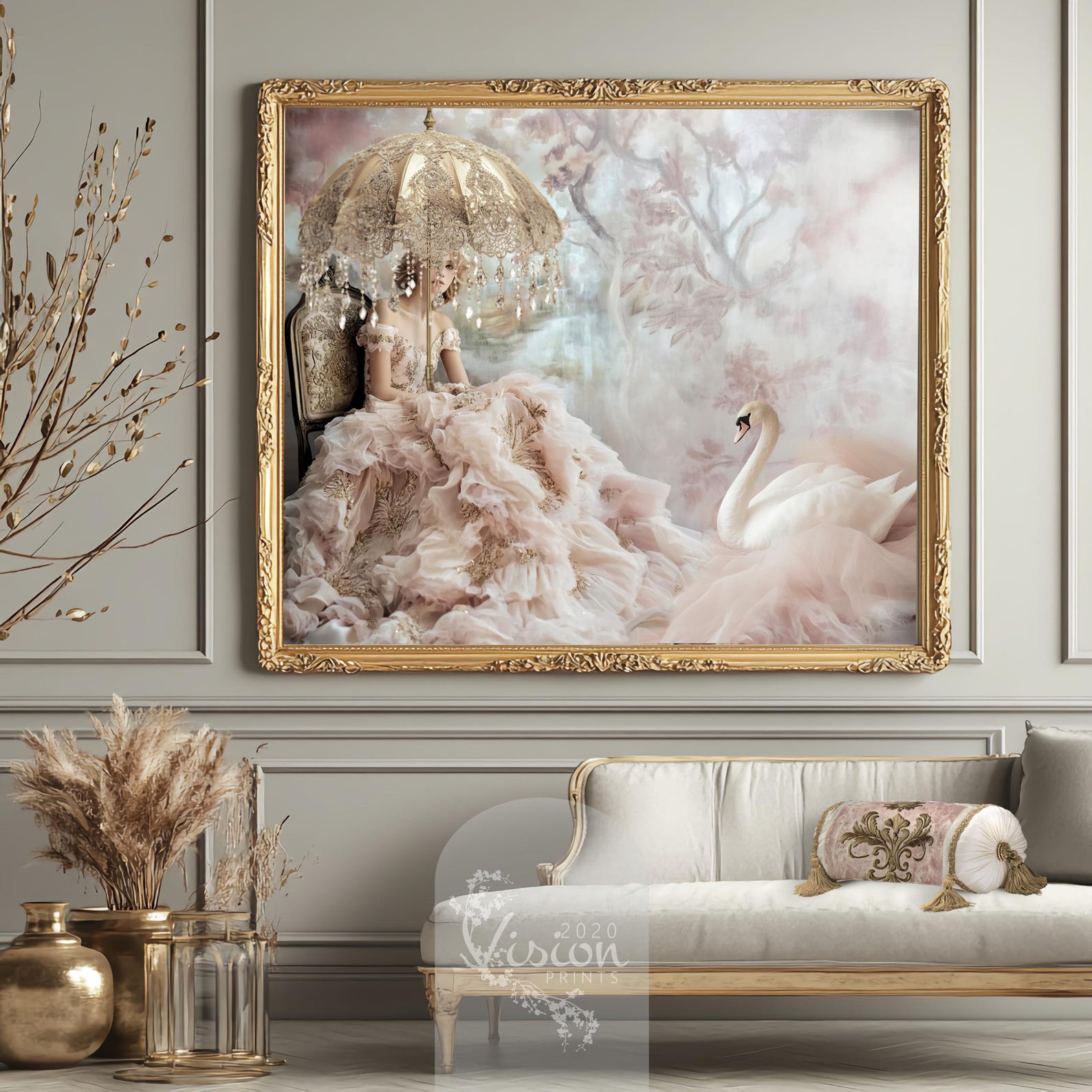 Swan Portrait Printable Wall Art Set: Ethereal Fantasy Diptych (digital ...