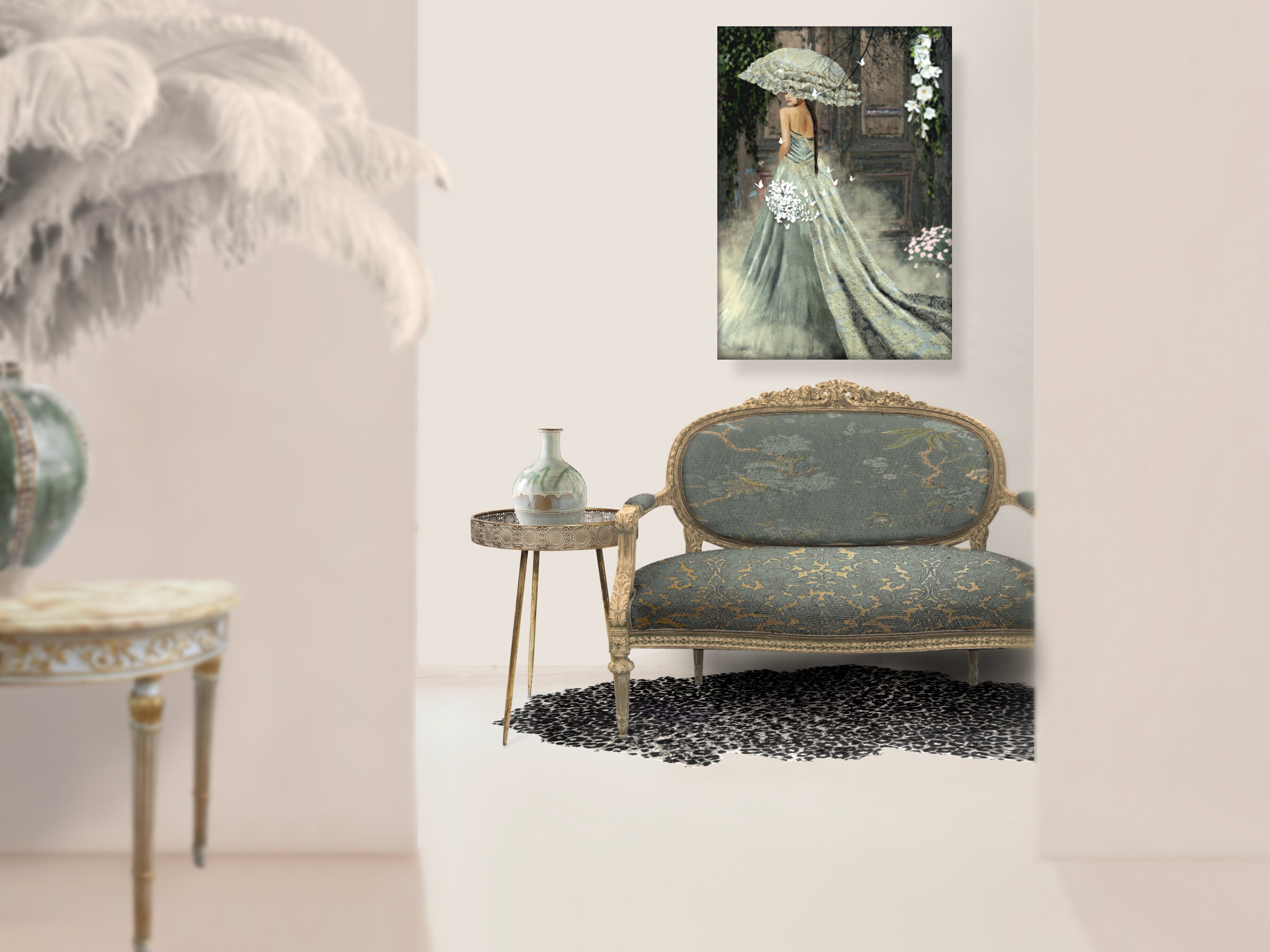 Elegant Lady Printable Portrait Art Floral & Butterflies - Etsy Australia