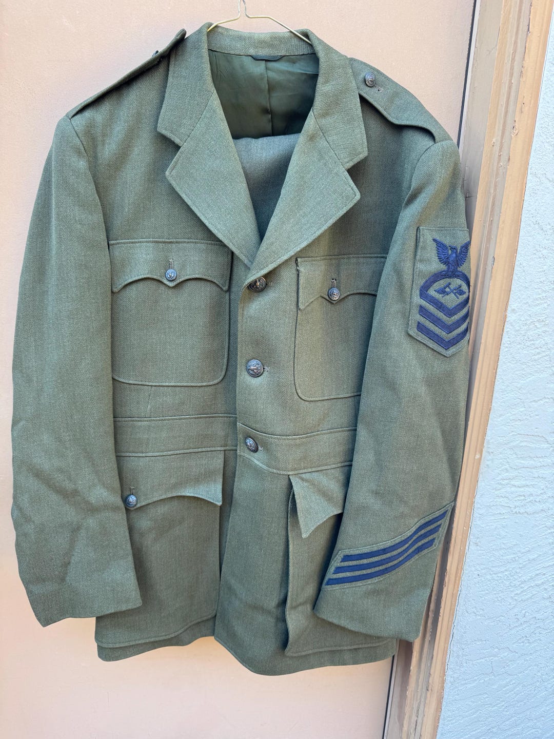 Vintage WWII US Navy CPO Aviation Support Tech Uniform Forestry Green ...