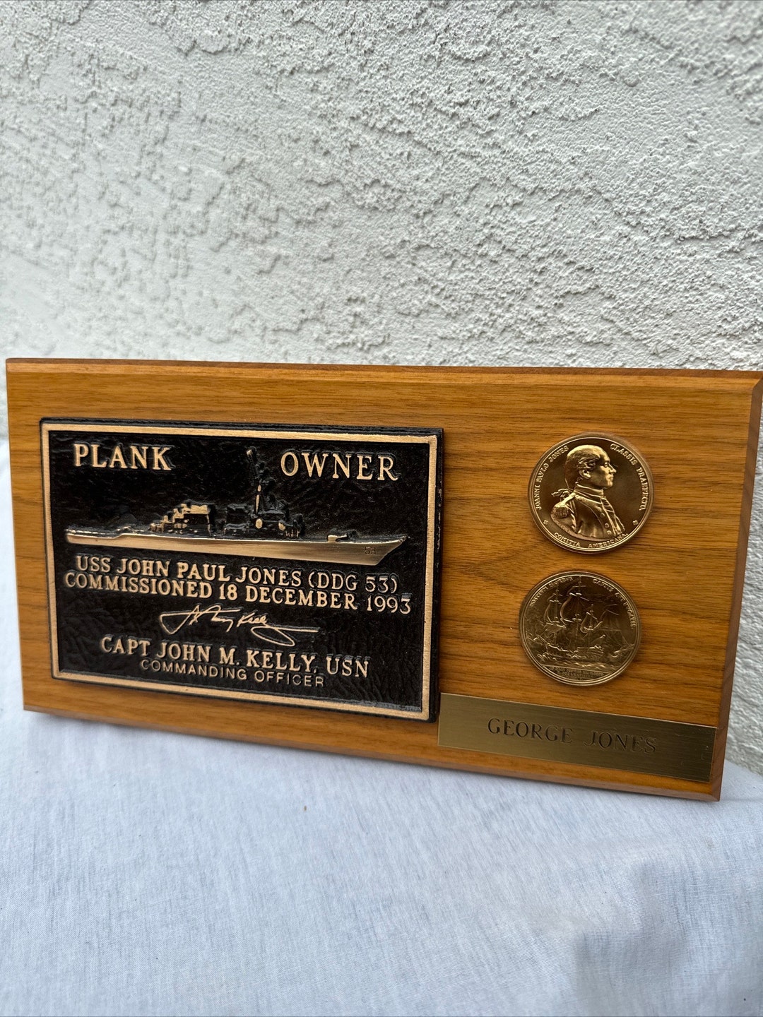 1993 USS John Paul Jones DDG-53 Plank Owner Plaque W/coins Wood & Metal - Etsy
