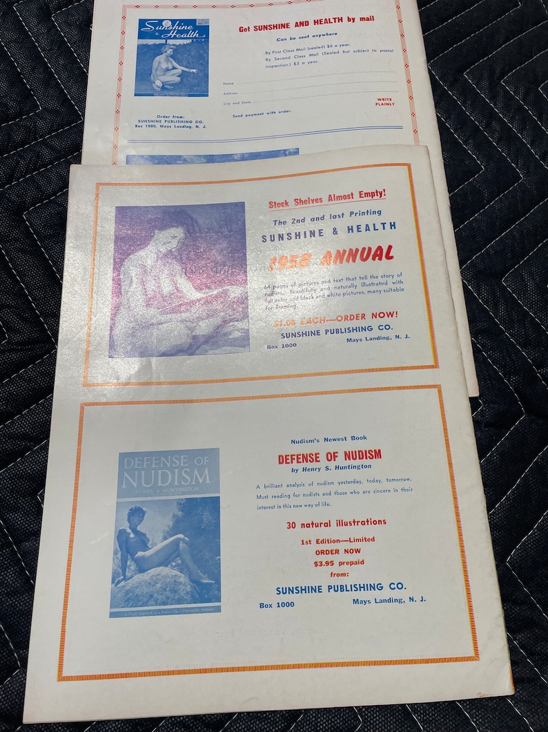 Vintage 1958 Sunshine & Health Nudest Magazines lot of 4 - Etsy Australia