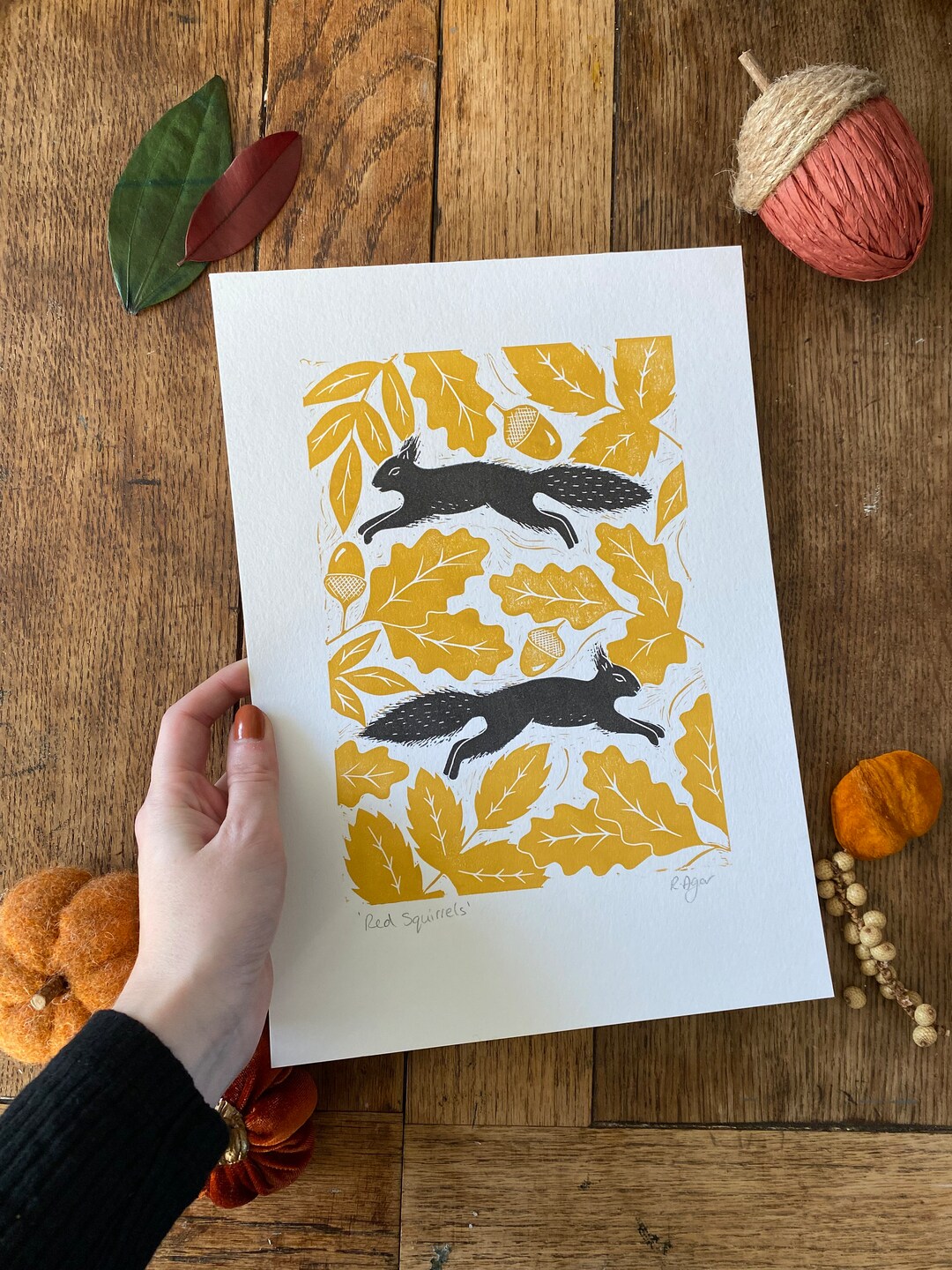 Original 'red Squirrels' Lino Print | A4 Prints | Home & Living | Home ...