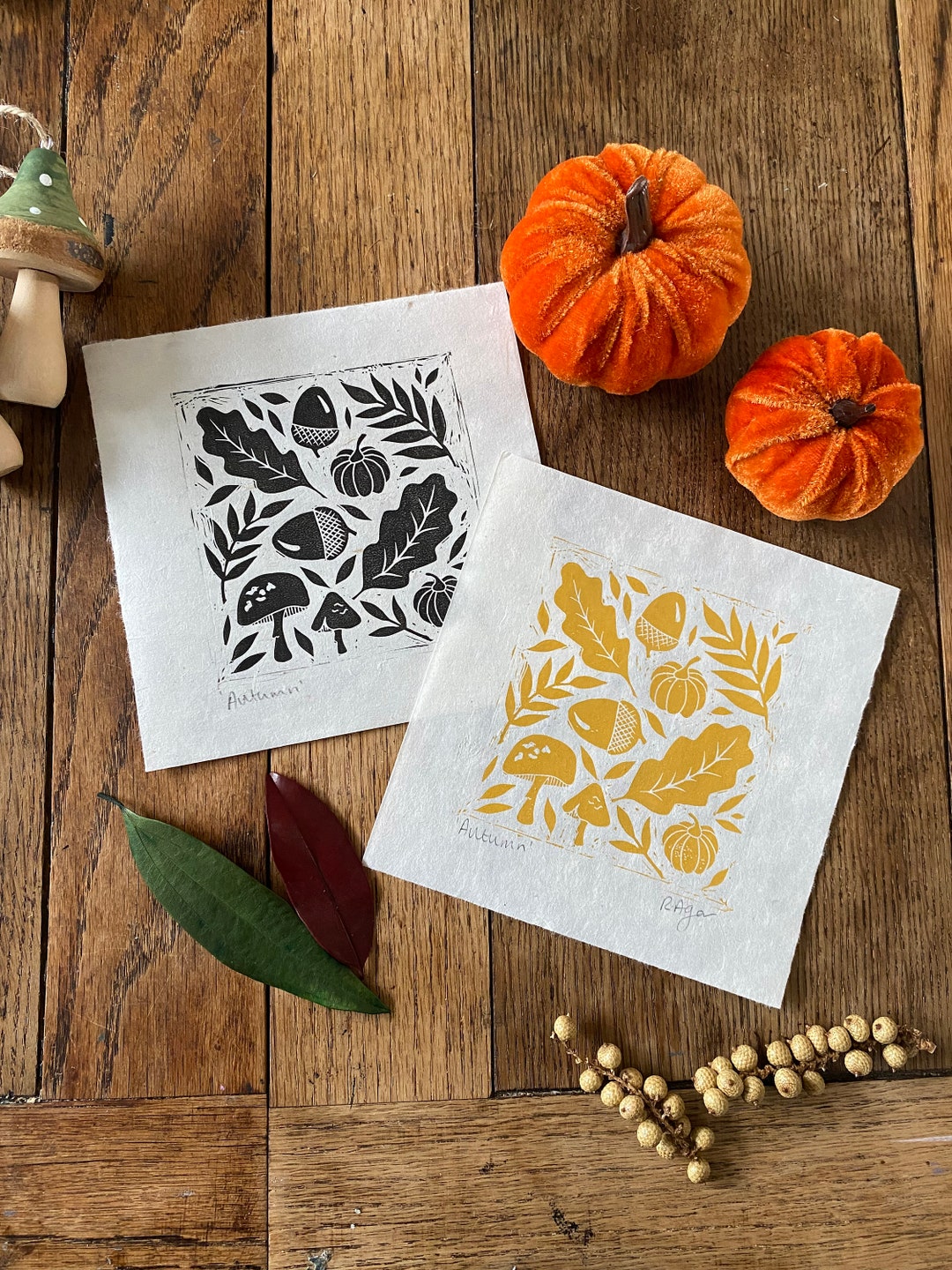 Original 'autumn' Lino Print Prints Home & Living Home Decor Wall Art ...