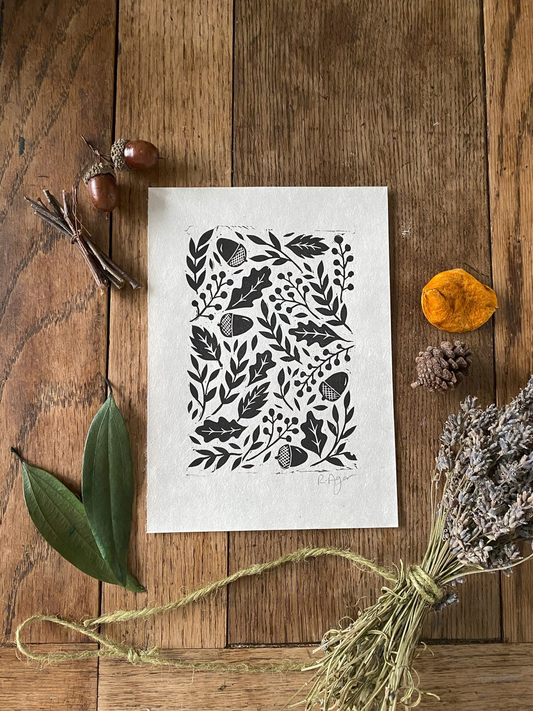 Original Botanical Lino Print | Home & Living | Woodland Theme | Wall ...
