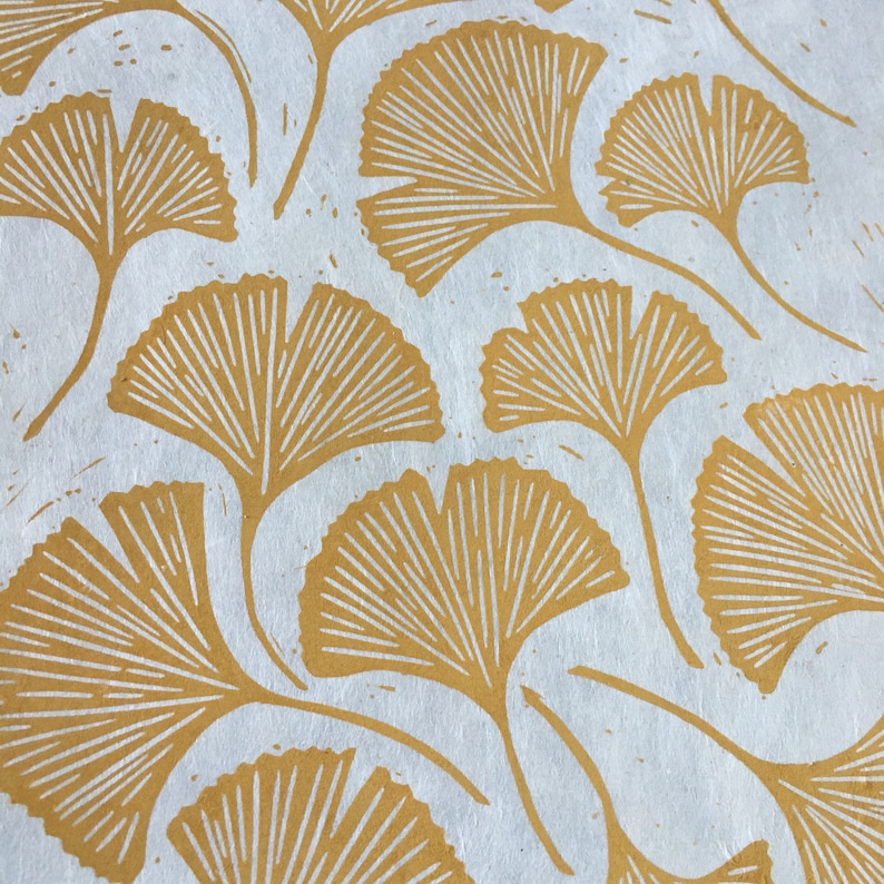 Original 'ginkgo' Lino Print Ginkgo Leaves Home - Etsy