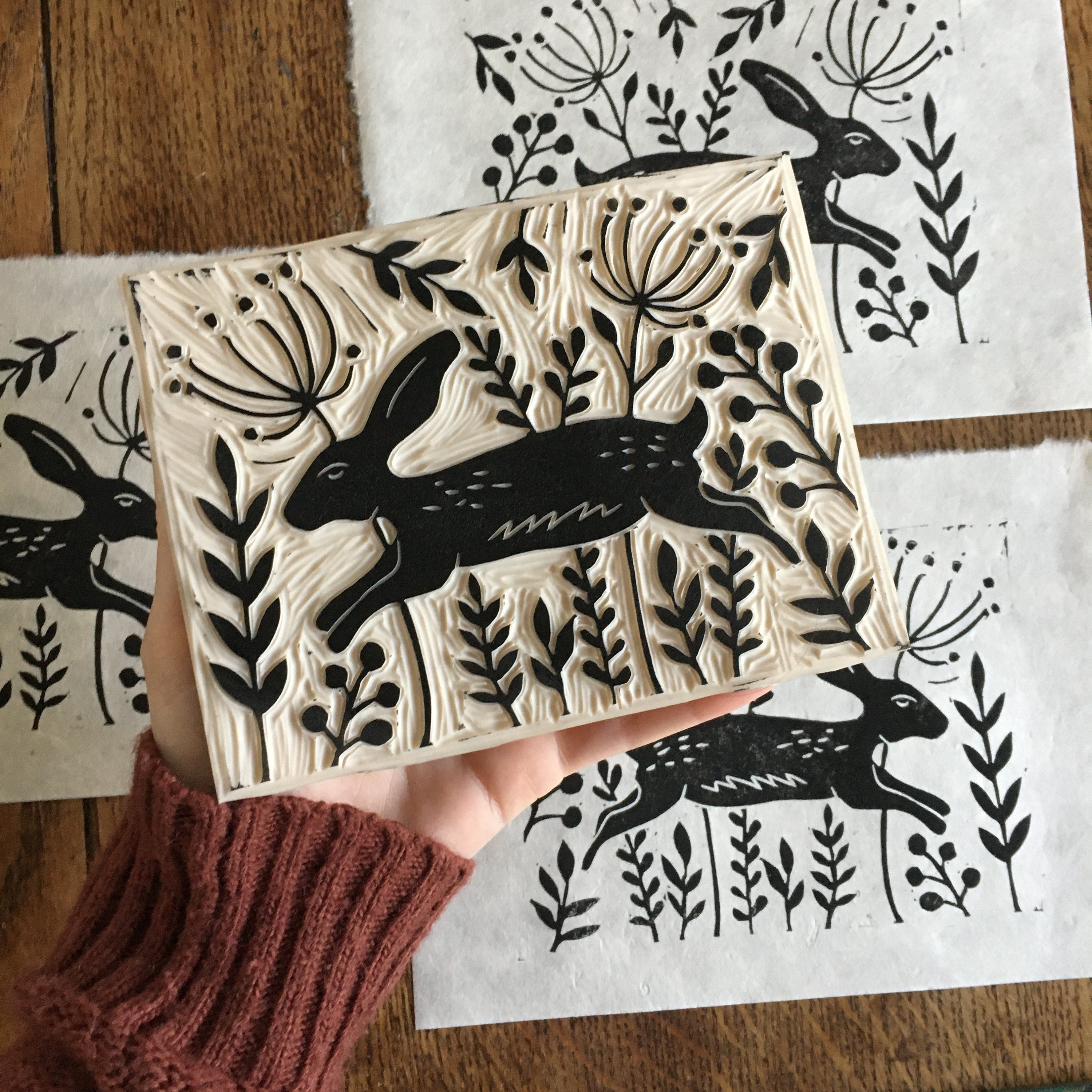Leaping Hare Lino Print | Original Print | Home & Living | Home Decor ...