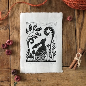 Original 'spring Hare' Lino Print | Home Decor | Wall Art | Home ...