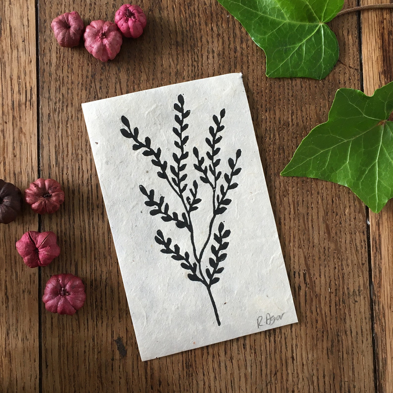 Mini Botanical Lino Print Prints Wood & Linocut Prints | Etsy