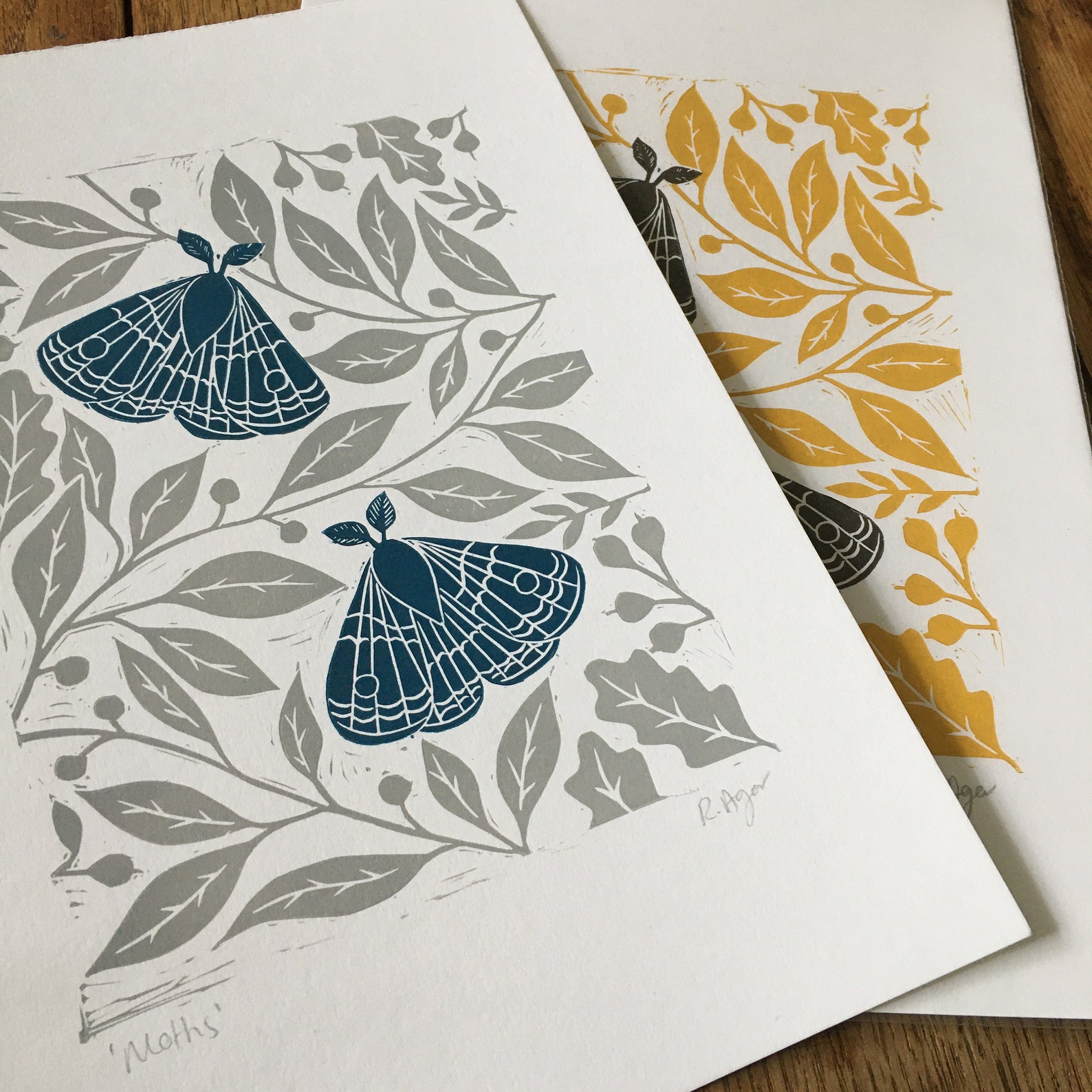 Original Moth Lino Print Home & Living Botanical Home | Etsy