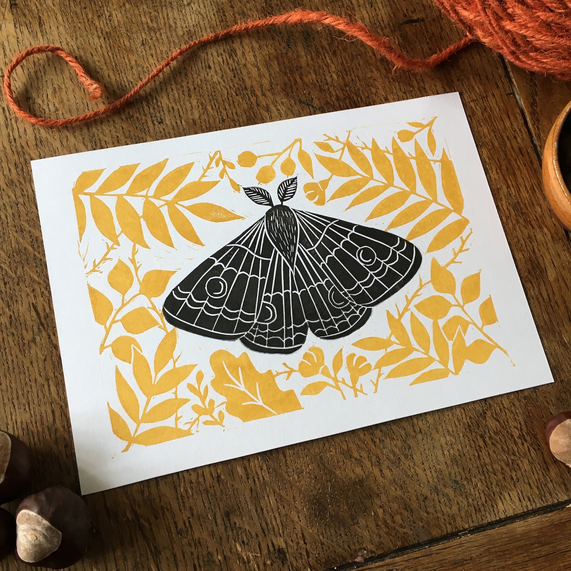 Original 'moth' Lino Print Prints Home & Living - Etsy