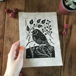 Original 'winter Robin' Lino Print Prints A5 Print Home & Living Home ...