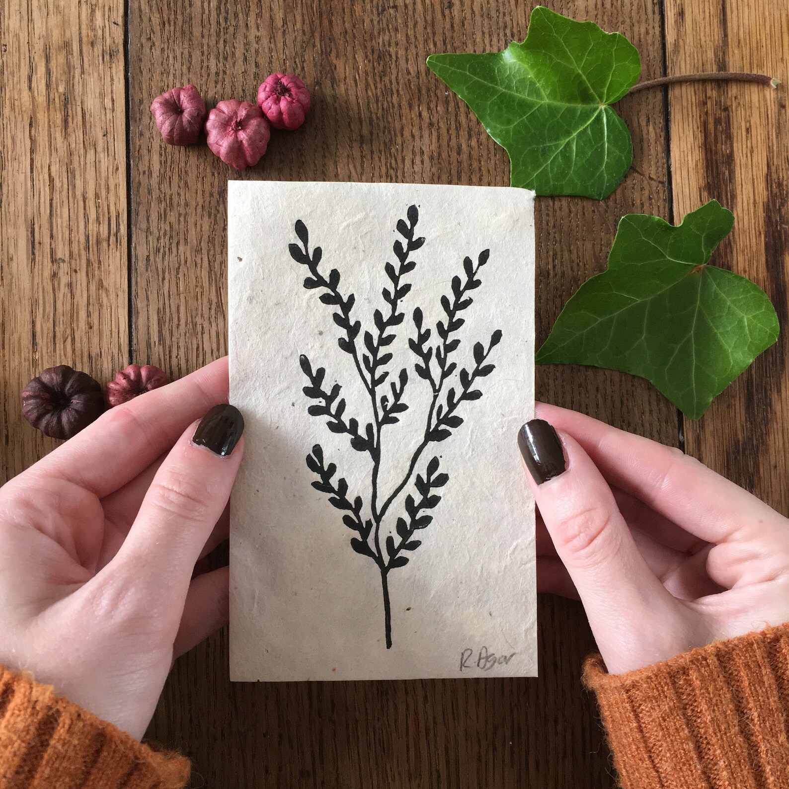 Mini Botanical Lino Print Prints Wood & Linocut Prints | Etsy