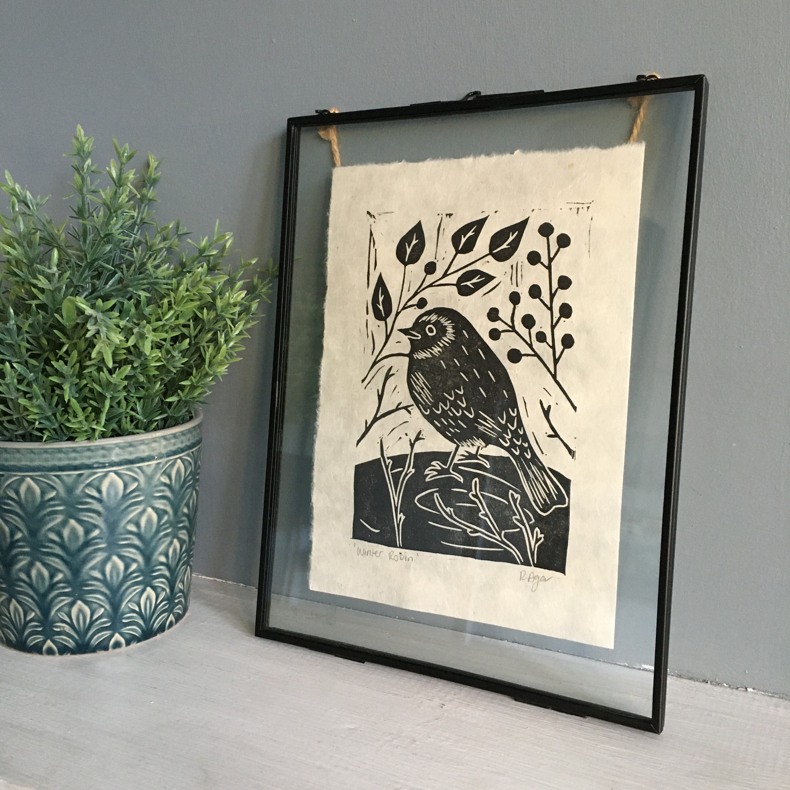 Original 'winter Robin' Lino Print Prints A5 Print - Etsy