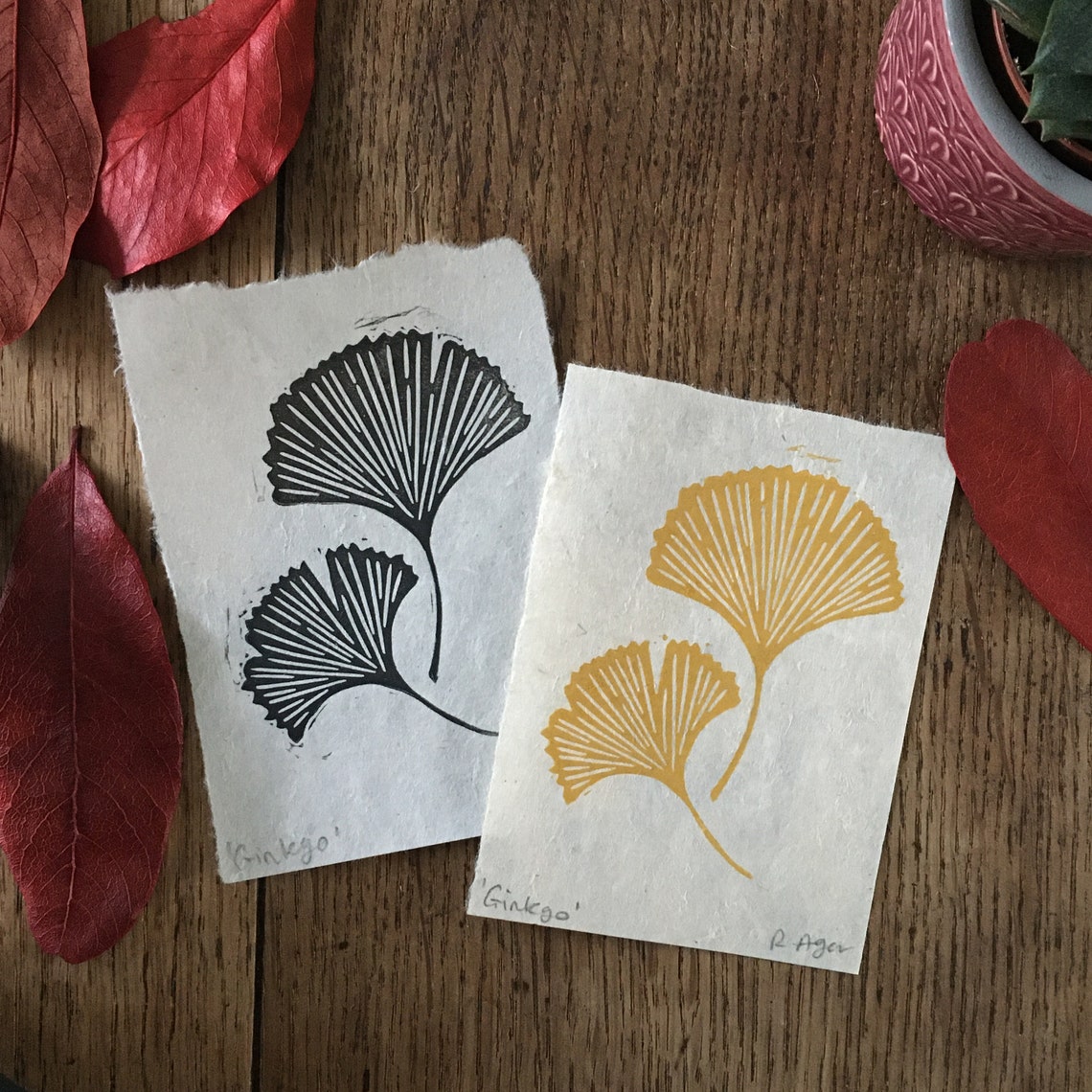 Mini Ginkgo Leaf Print Mini Prints Nature Themed Home - Etsy