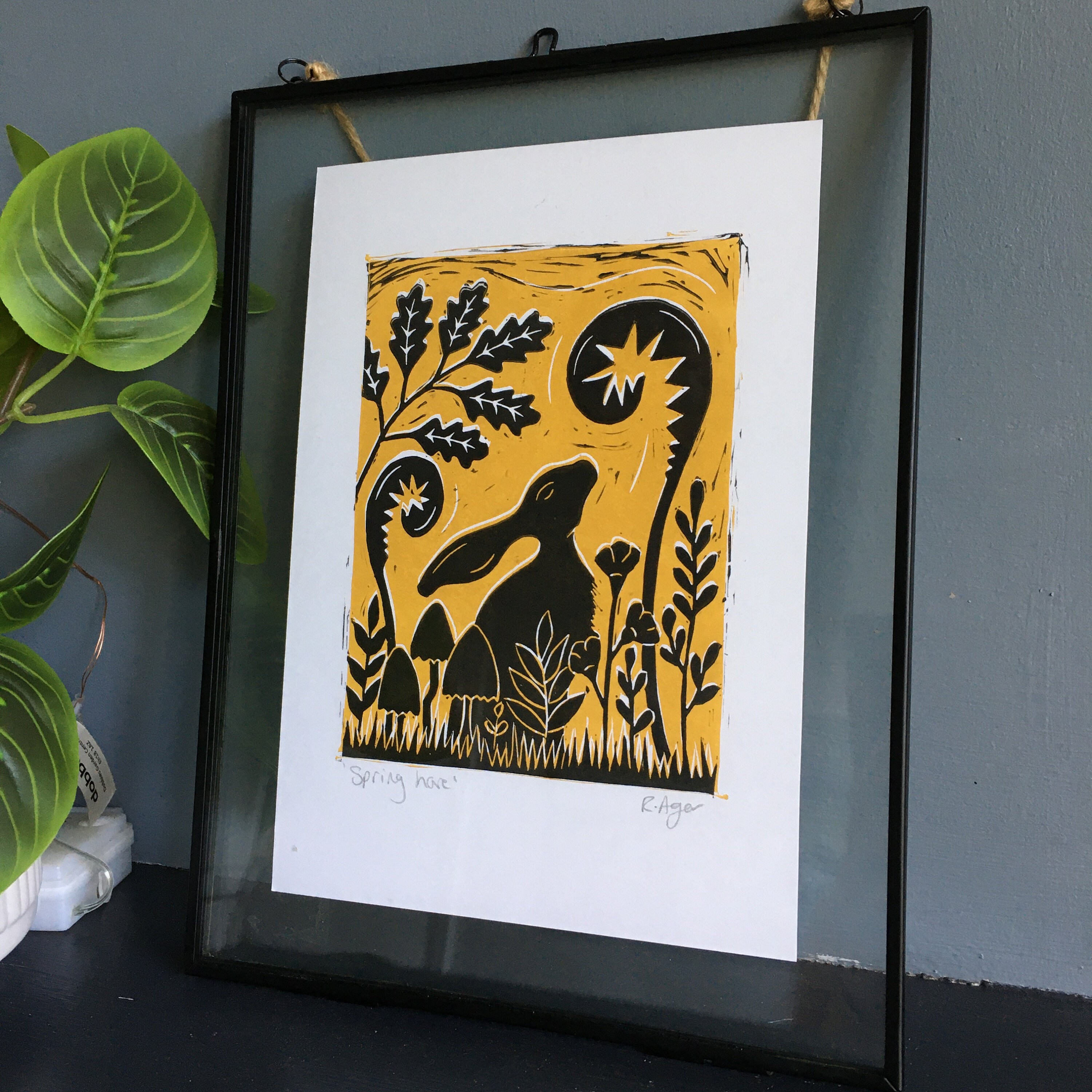 Original 'spring Hare' Lino Print Prints Home - Etsy UK
