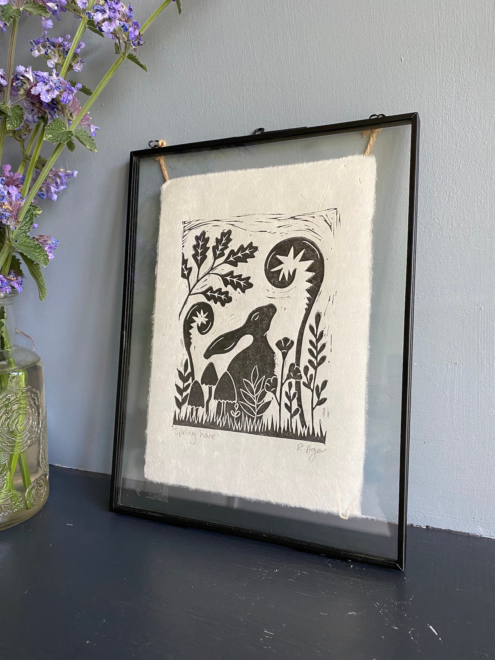 Original 'spring Hare' Lino Print Home Decor Wall - Etsy UK