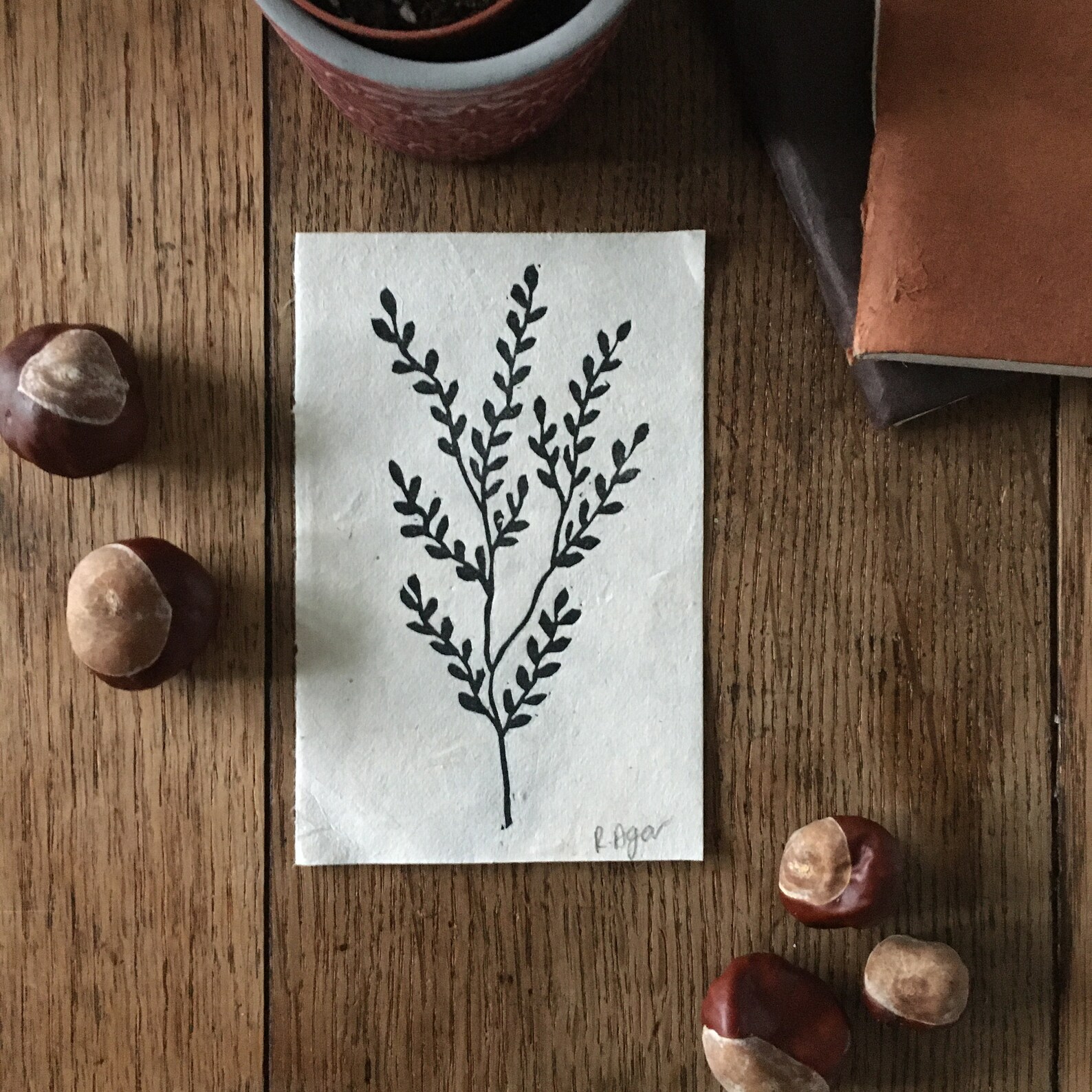 Mini Botanical Lino Print Prints Wood & Linocut Prints | Etsy