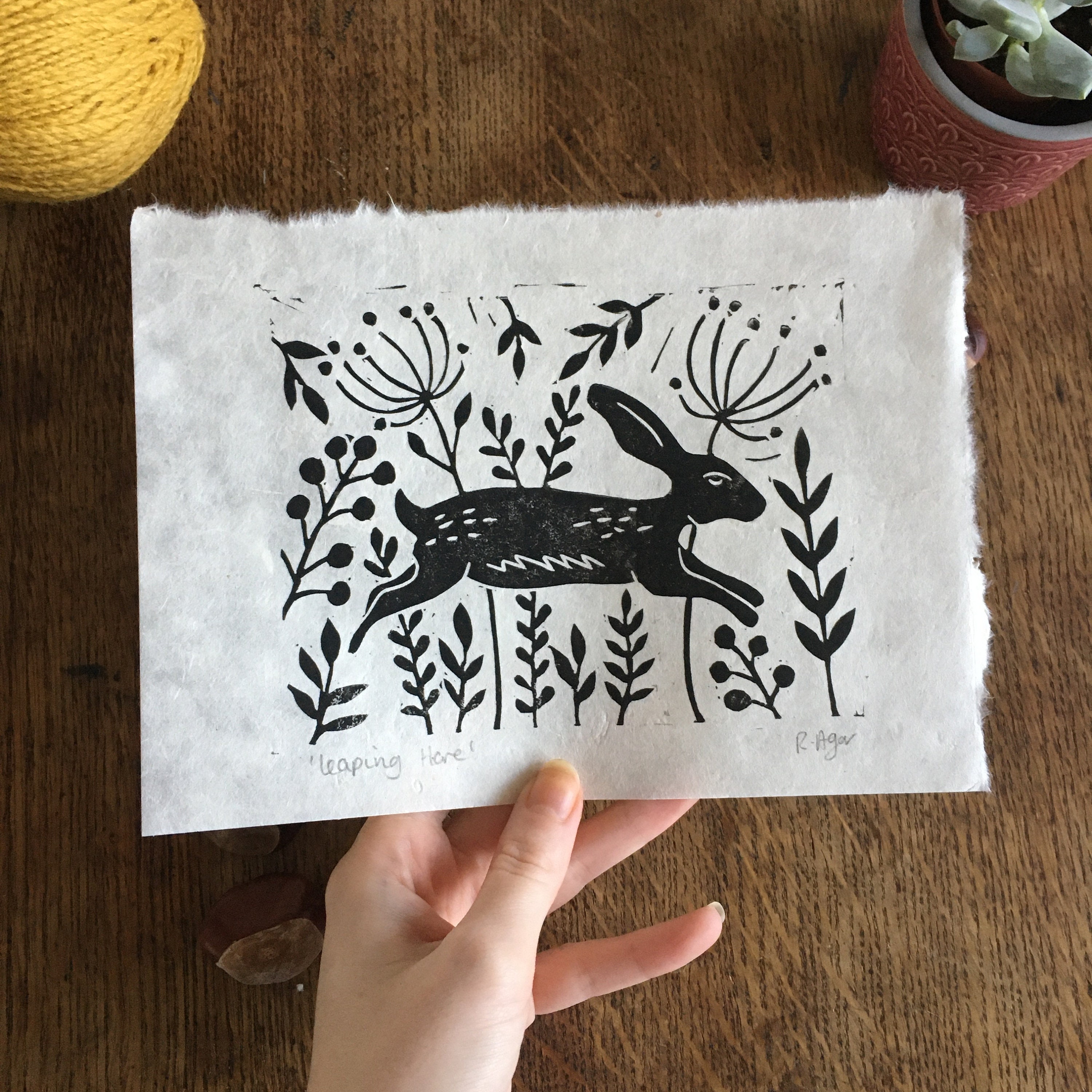 Leaping Hare Lino Print | Original Print | Home & Living | Home Decor ...