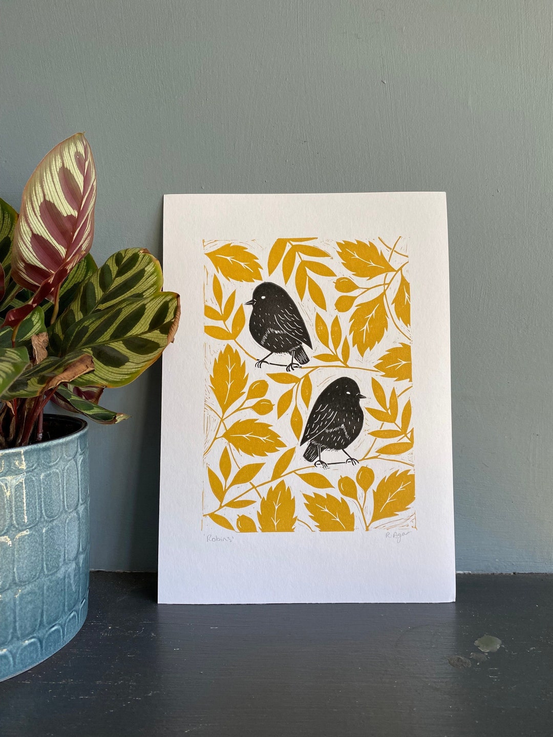 Original A4 'robins' Lino Print | Home & Living | Home Decor | Wall Art ...