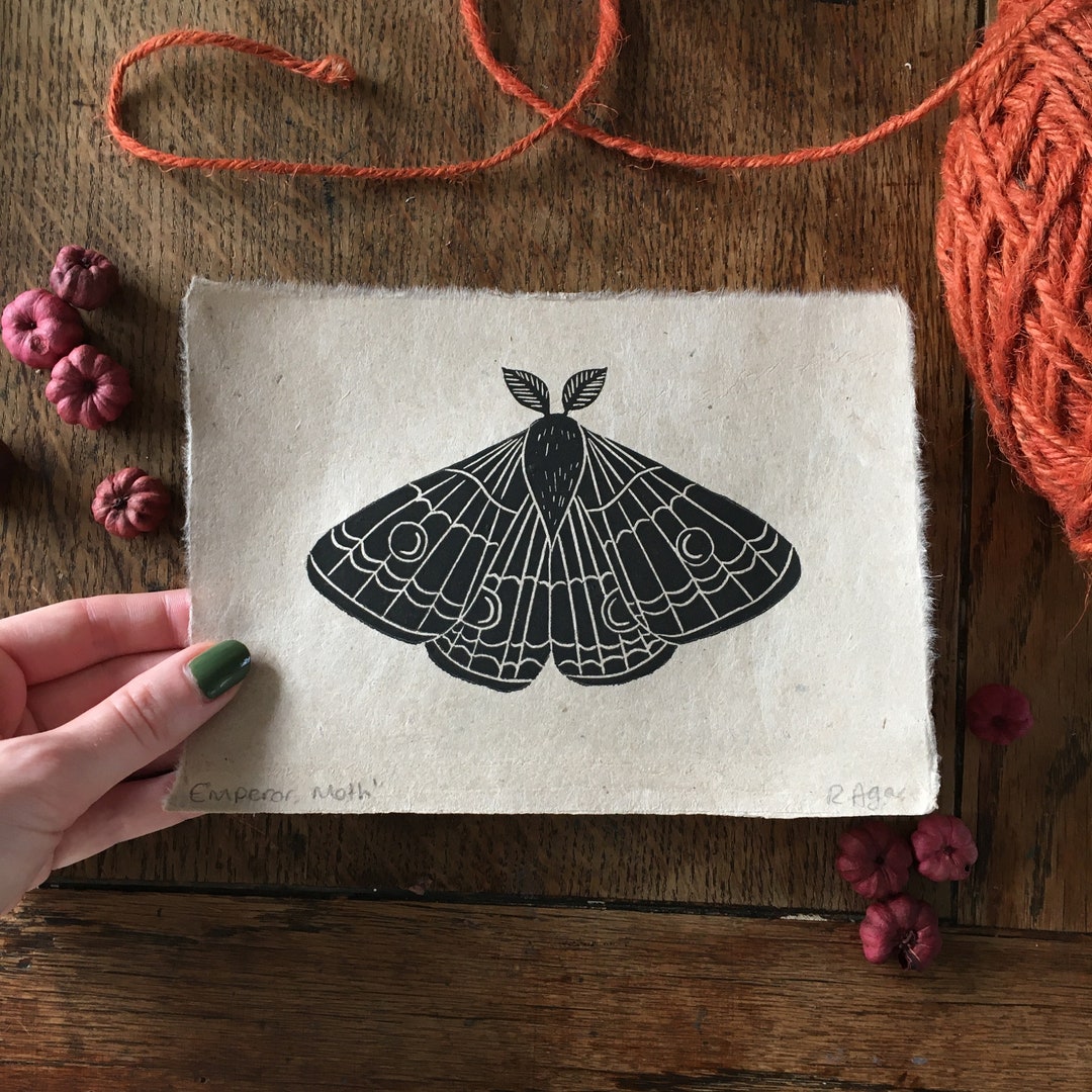 Original Emperor Moth Print, Lino Prints, Moths, Nature Themed, Home ...
