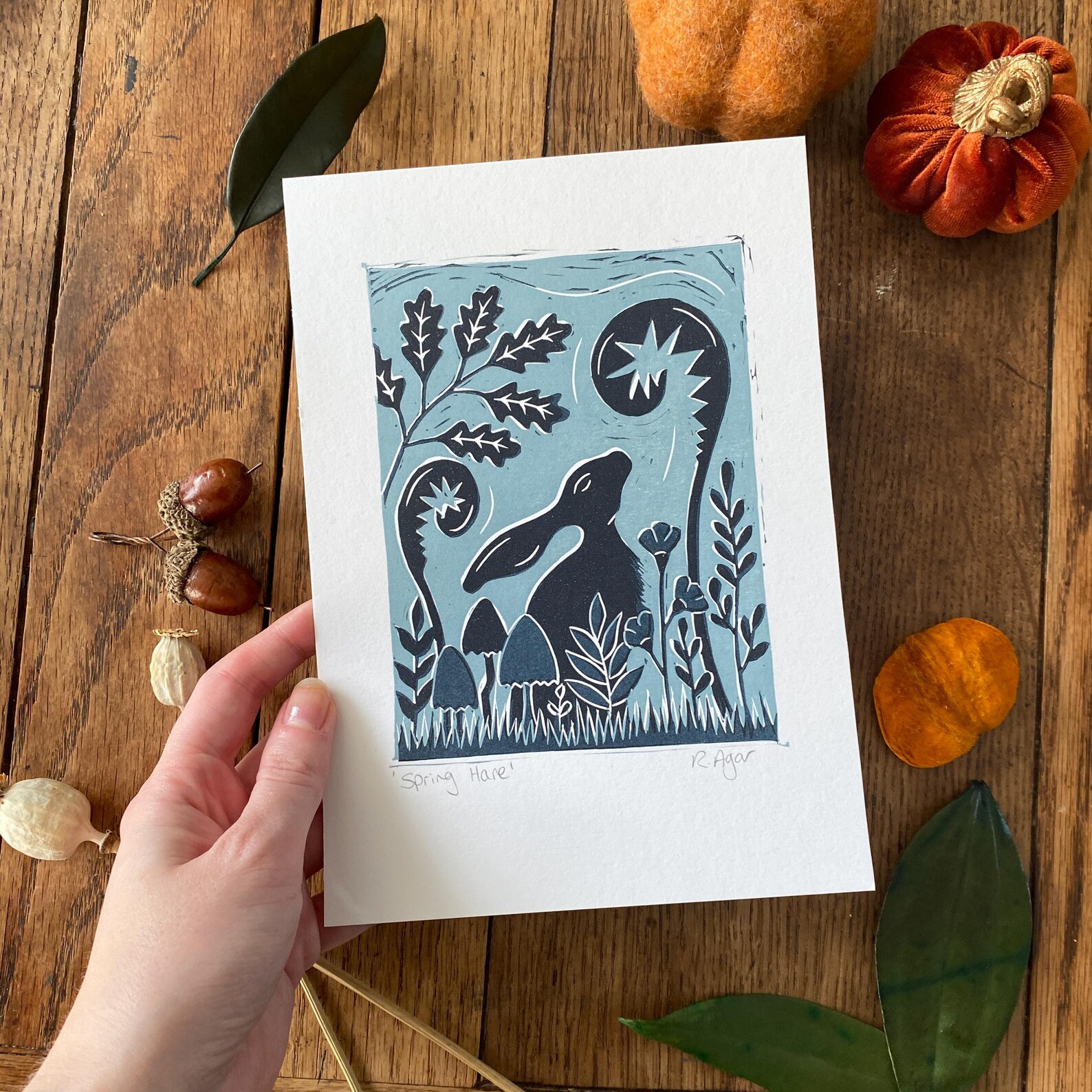 Original 'spring Hare' Lino Print | Prints | Home Decor | Home & Living ...