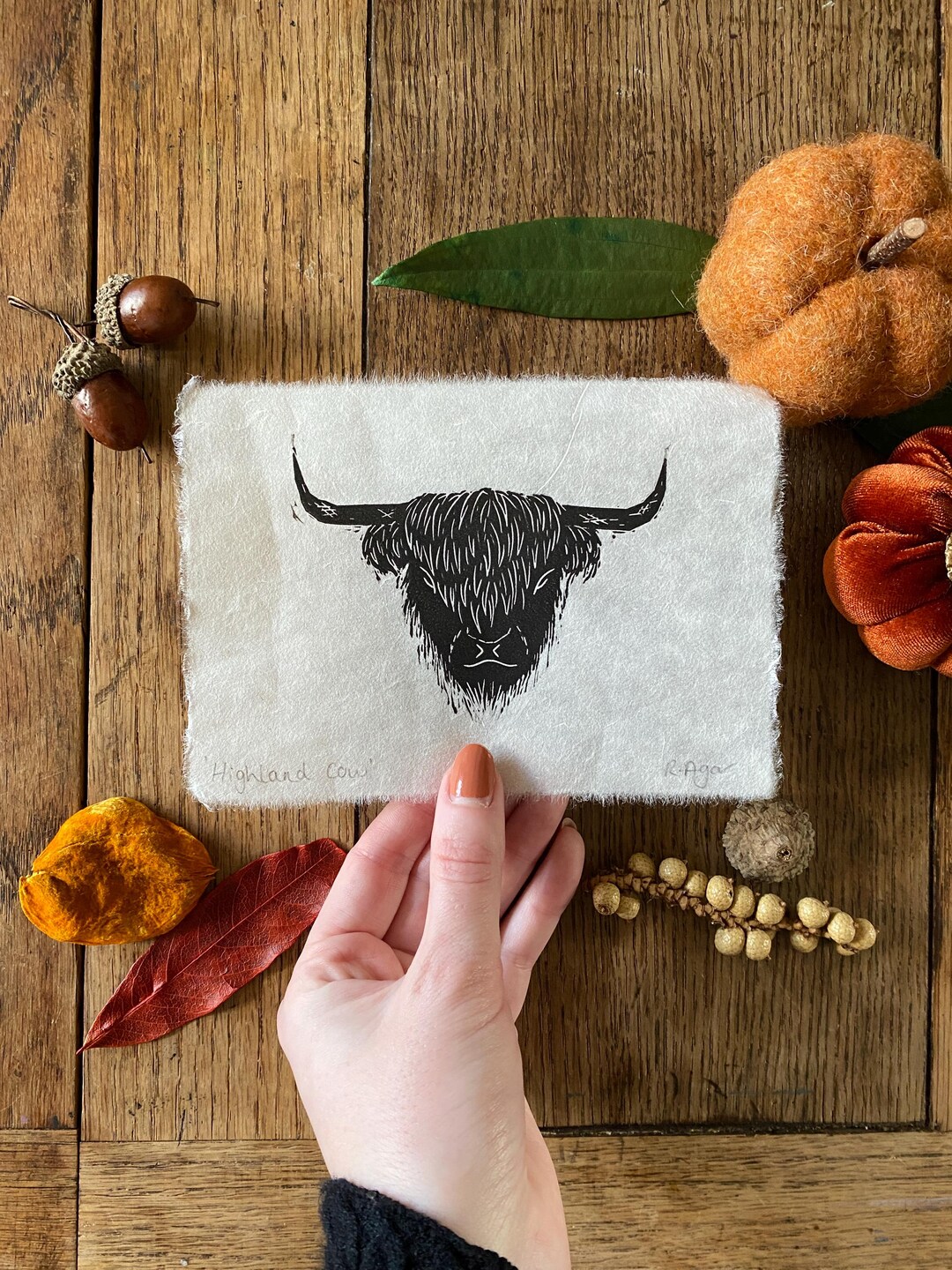 Original 'highland Cow' Lino Print | A6 Print | Wildlife | Countryside ...