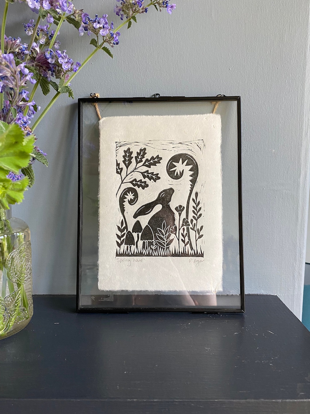 Original 'spring Hare' Lino Print | Home Decor | Wall Art | Home ...