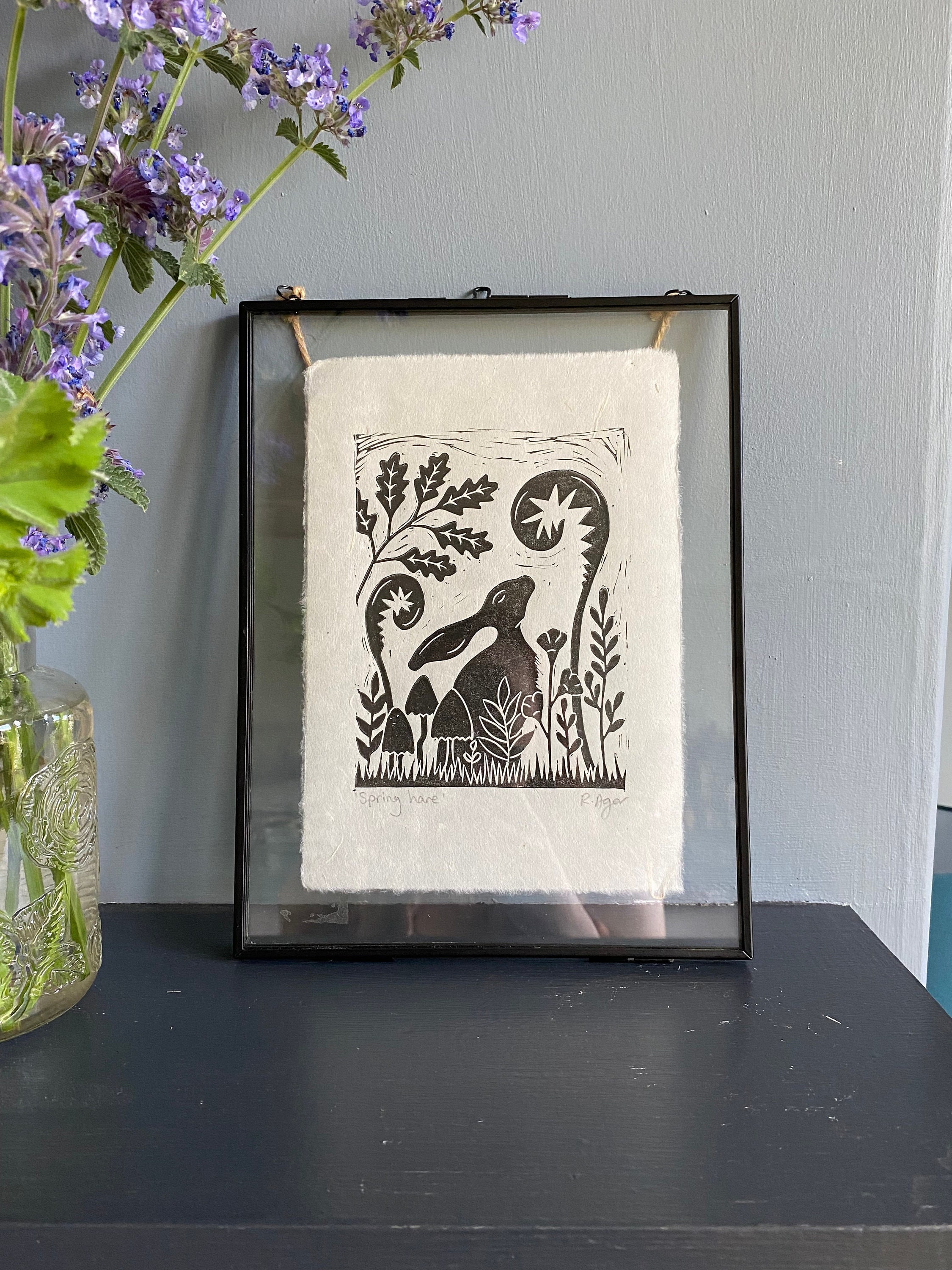 Original 'spring Hare' Lino Print Home Decor Wall - Etsy UK