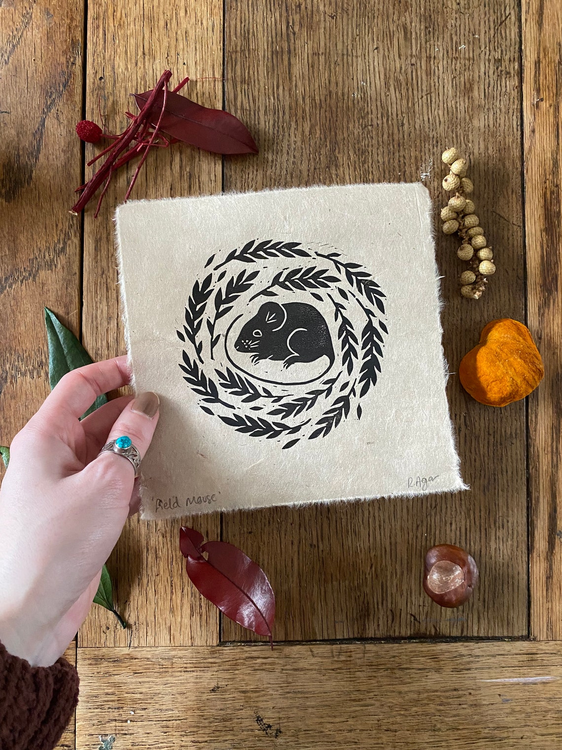 Original 'field Mouse' Lino Print Nature Themed - Etsy UK